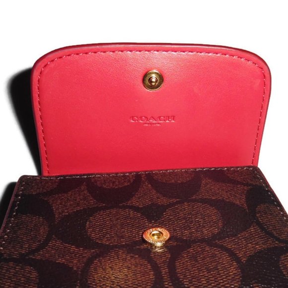 Coach | Bags | New Coach Wallet Red Leather Signature F87589 | Poshmark